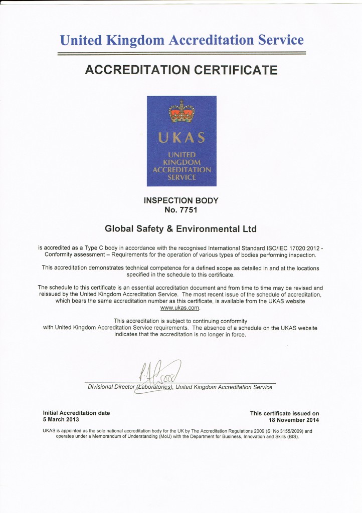 UKAS Certificate 2014 - Global Environmental